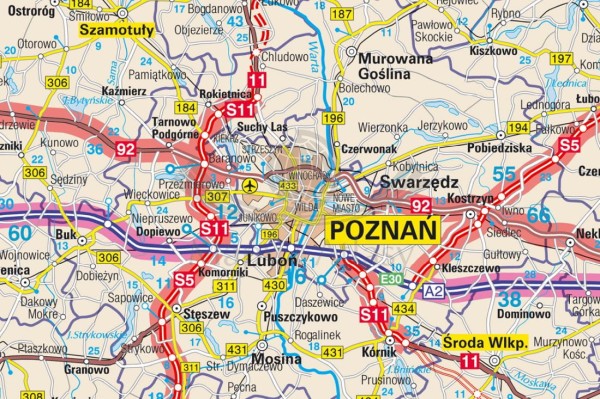 POLSKA ADMINISTRACYJNA DROGOWA MAPA ŚCIENNA E-TOLL