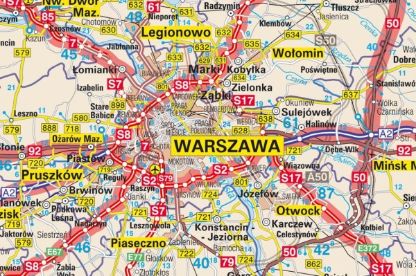 POLSKA ADMINISTRACYJNA DROGOWA MAPA ŚCIENNA E-TOLL