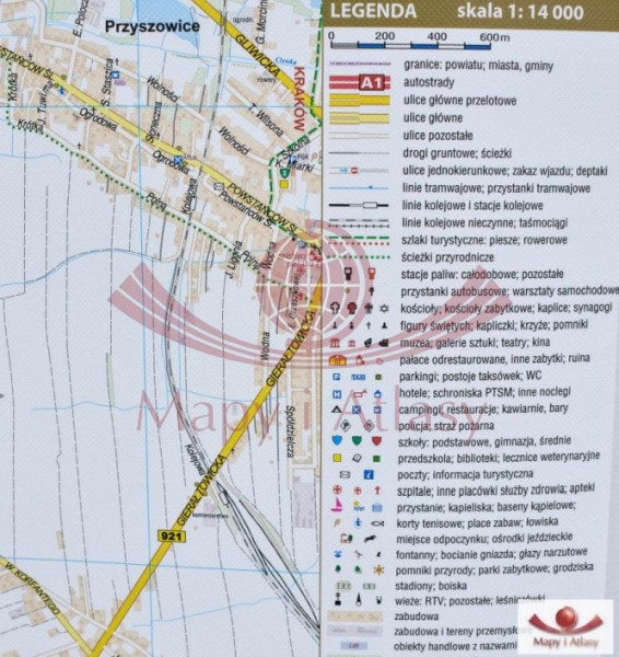 GLIWICE MAPA ŚCIENNA PLAN MIASTA