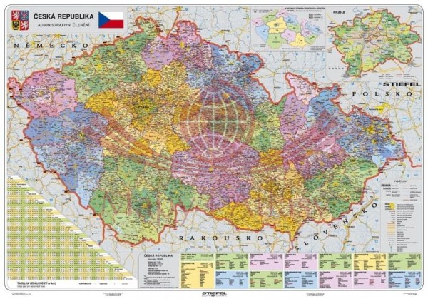 CZECHY MAPA ADMINISTRACYJNO-DROGOWA MAGNETYCZNA