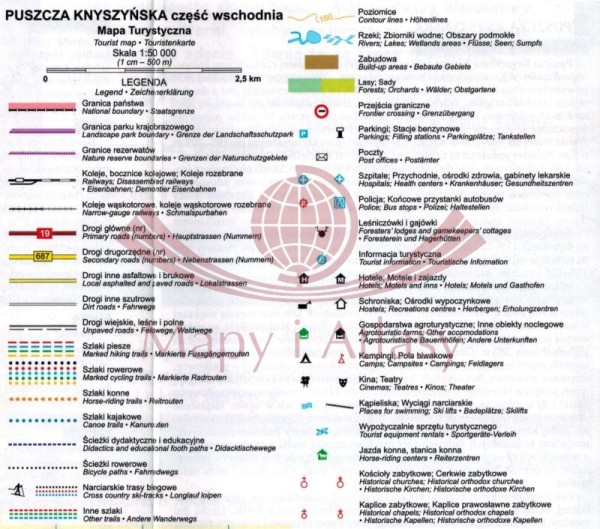 PUSZCZA KNYSZYŃSKA SKŁADANA MAPA TURYSTYCZNA