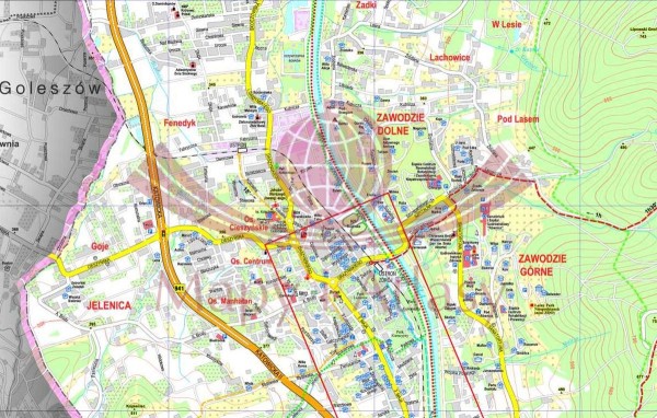 USTROŃ MAPA ŚCIENNA PLAN MIASTA DO POWIESZENIA