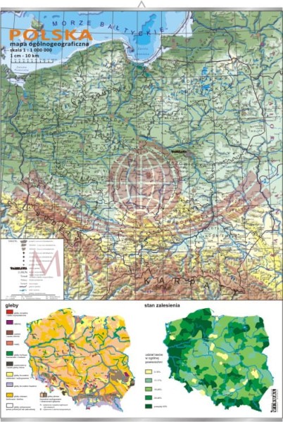 POLSKA MAPA OGÓLNOGEOGRAFICZNA PLANSZA EDUKACYJNA