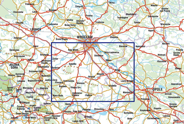 WROCŁAW I OKOLICE MAPA TURYSTYCZNA